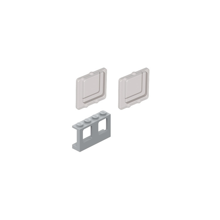 LEGO Medium Stone Gray Plane Window 1 x 4 x 2 with Transparent Black ...