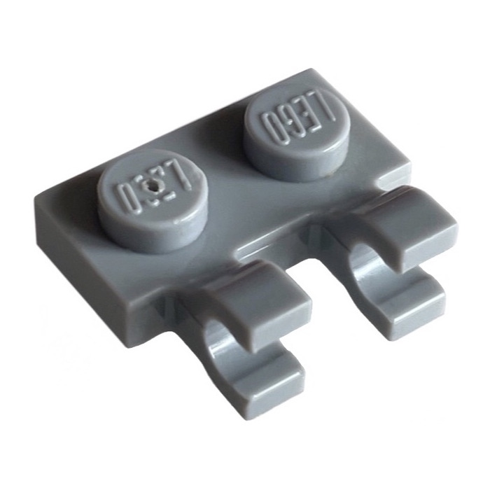 LEGO Medium Stone Gray Plate 1 x 2 with Horizontal Clips (flat fronted ...