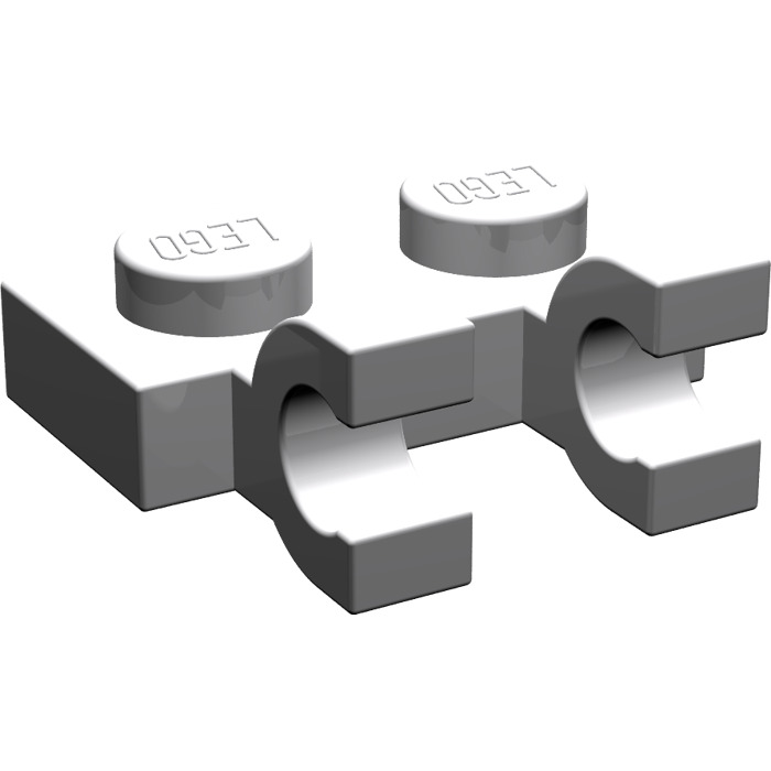LEGO Medium Stone Gray Plate 1 x 2 with Horizontal Clips (flat fronted ...