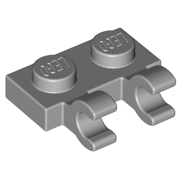 LEGO Medium Stone Gray Plate 1 x 2 with Horizontal Clips (flat fronted ...