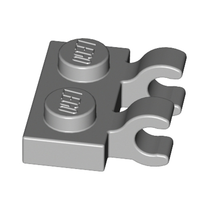 LEGO Medium Stone Gray Plate 1 x 2 with Horizontal Clips (flat fronted ...