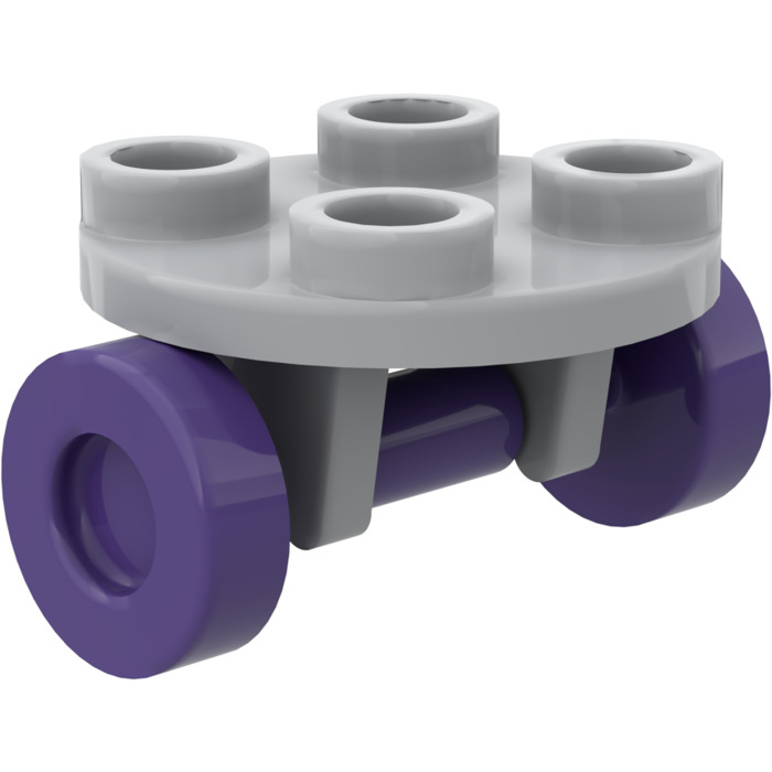 LEGO Medium Stone Gray Plate 2 x 2 Round with Dark Purple Wheels ...