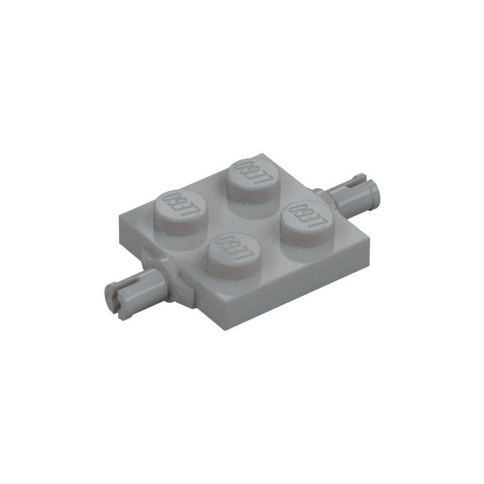 LEGO Medium Stone Gray Plate 2 x 2 with Two Wheel Holder Pins (4600 / ...