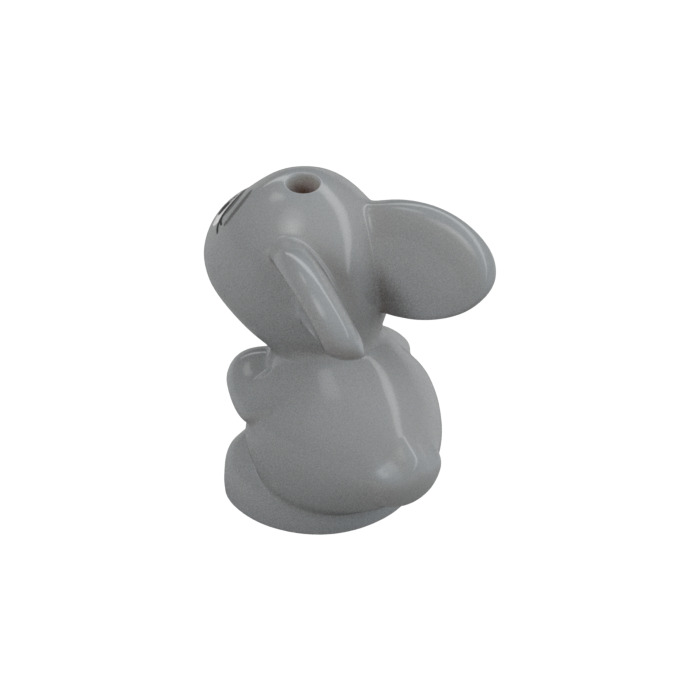 LEGO Medium Stone Gray Rabbit (Sitting) with Coral Nose | Brick Owl