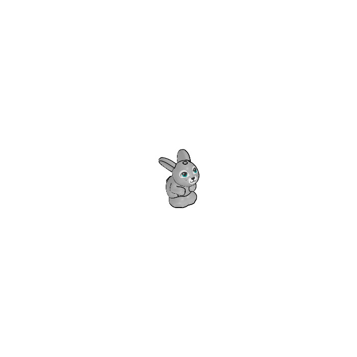 LEGO Medium Stone Gray Rabbit (Sitting) with Turquoise Eyes and White ...