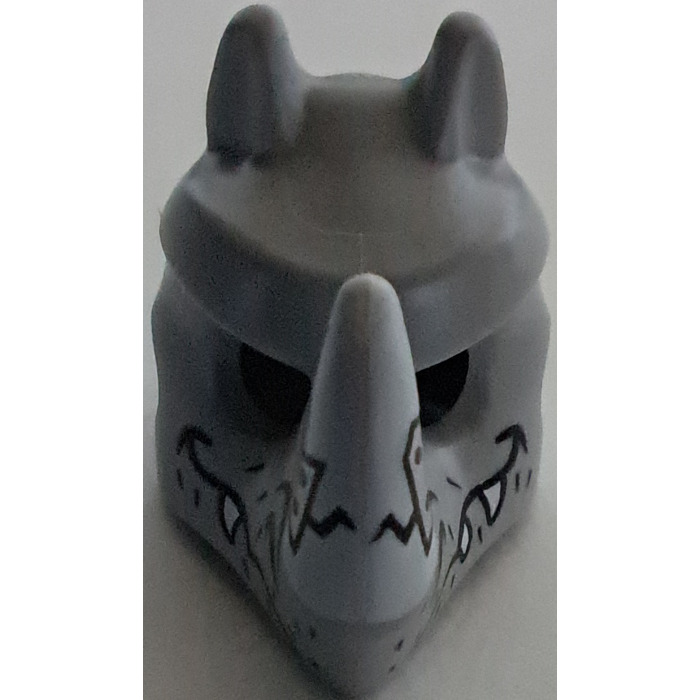 LEGO Medium Stone Gray Rhino Mask with Cracked Horn and Stubble (15067 ...