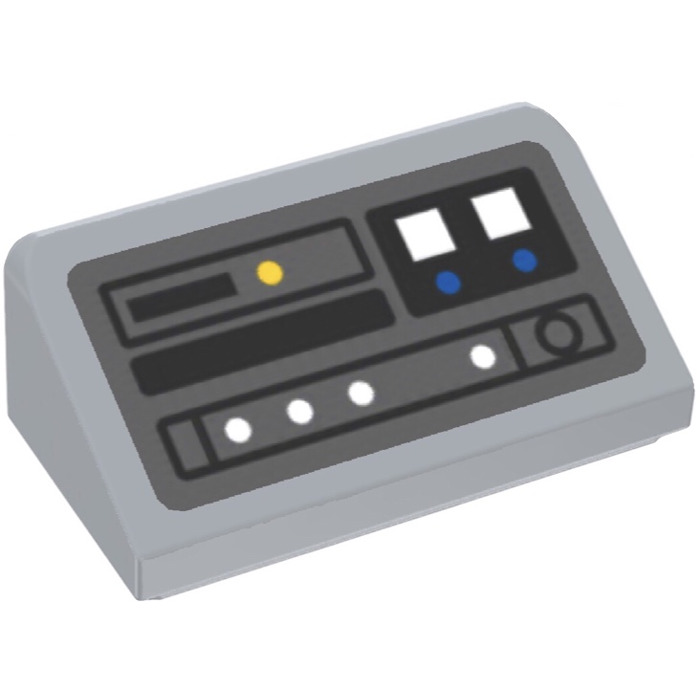 LEGO Medium Stone Gray Slope 1 x 2 (31°) with Control Panel Sticker ...