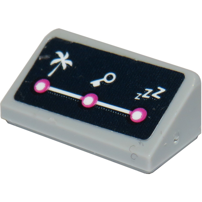 LEGO Medium Stone Gray Slope 1 x 2 (31°) with White Palm Tree, Key and ...