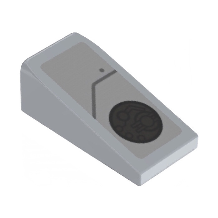 LEGO Slope 2 x 1 (18°) with Grey Line, Dot and Circular Plate Sticker ...