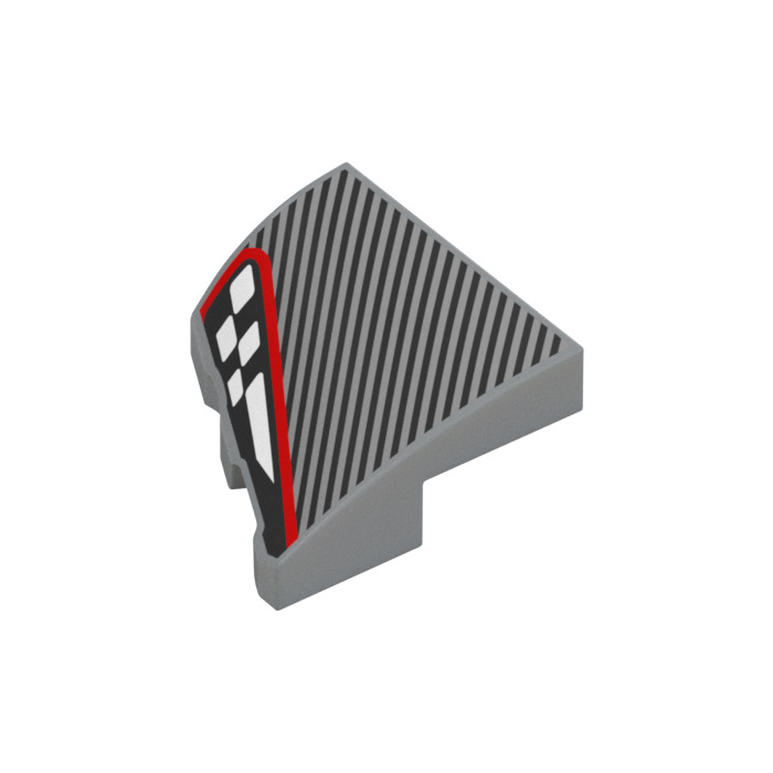 LEGO Slope 2 x 2 x 0.6 Curved Angled Right with Red and Black and White ...