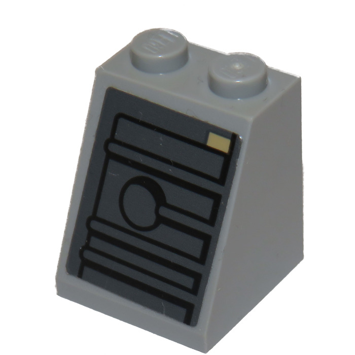 LEGO Medium Stone Gray Slope 2 x 2 x 2 (65°) with Yellow Rectangle ...