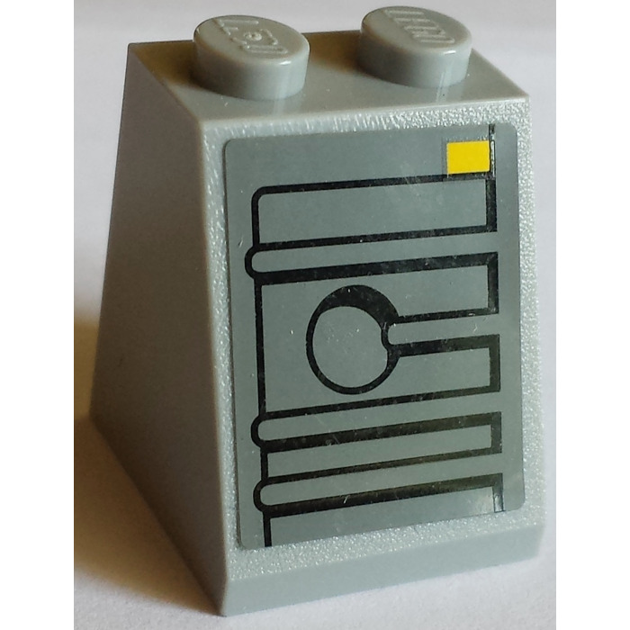 LEGO Medium Stone Gray Slope 2 x 2 x 2 (65°) with Yellow Rectangle ...