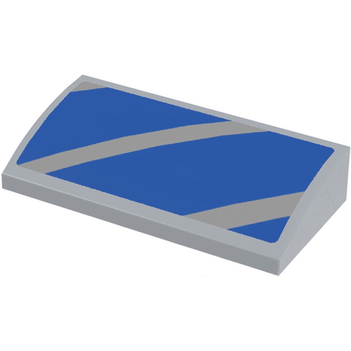 LEGO Slope 2 x 4 Curved with 2 and a Bit Blue Stripes (Left) Sticker ...