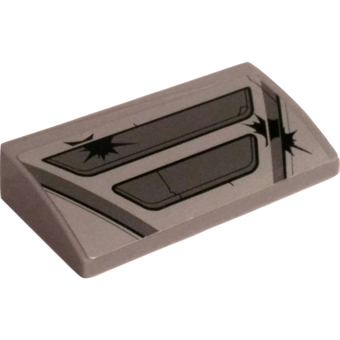 LEGO Medium Stone Gray Slope 2 x 4 Curved with Battle-Damaged Plates ...