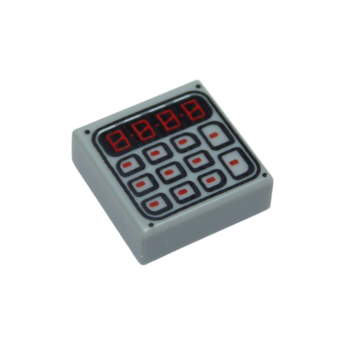 LEGO Medium Stone Gray Tile 1 x 1 with Keypad Pattern and Red Digital ...