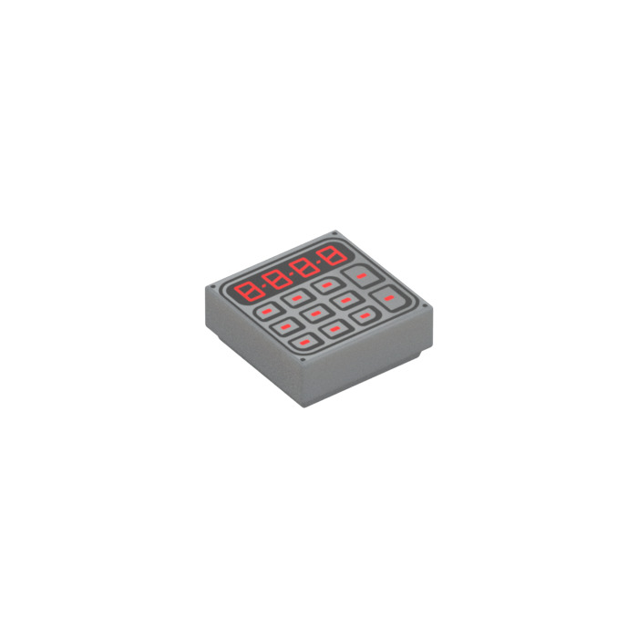 LEGO Medium Stone Gray Tile 1 x 1 with Keypad Pattern and Red Digital ...