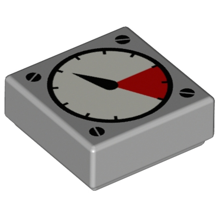 LEGO Medium Stone Gray Tile 1 x 1 with Pressure Gauge with Groove with ...