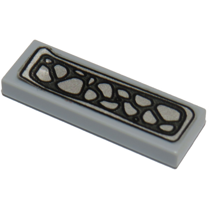 LEGO Medium Stone Gray Tile 1 x 3 with Silver Scales Sticker (63864 ...