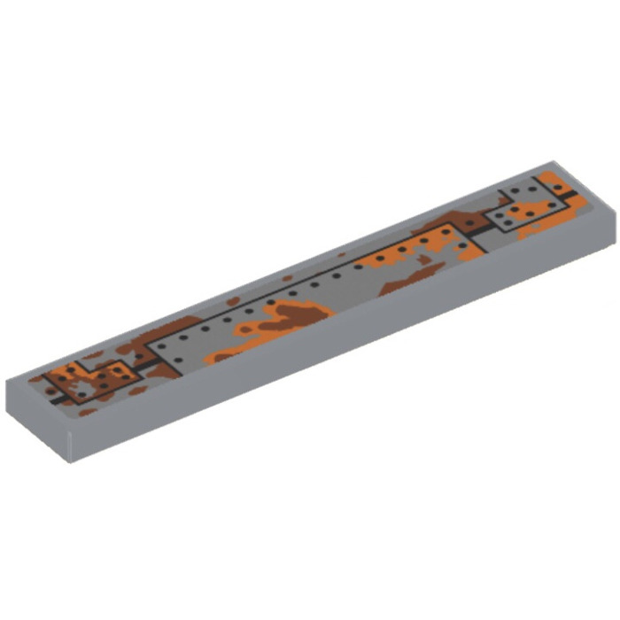 LEGO Tile 1 x 6 with Panels, Rivets, Brown and Orange Splotches Sticker ...