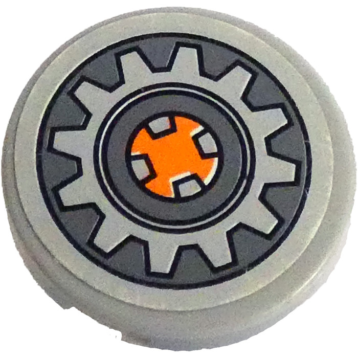 LEGO Tile 2 x 2 Round with Cog Wheel Sticker with "X" Bottom (4150 ...