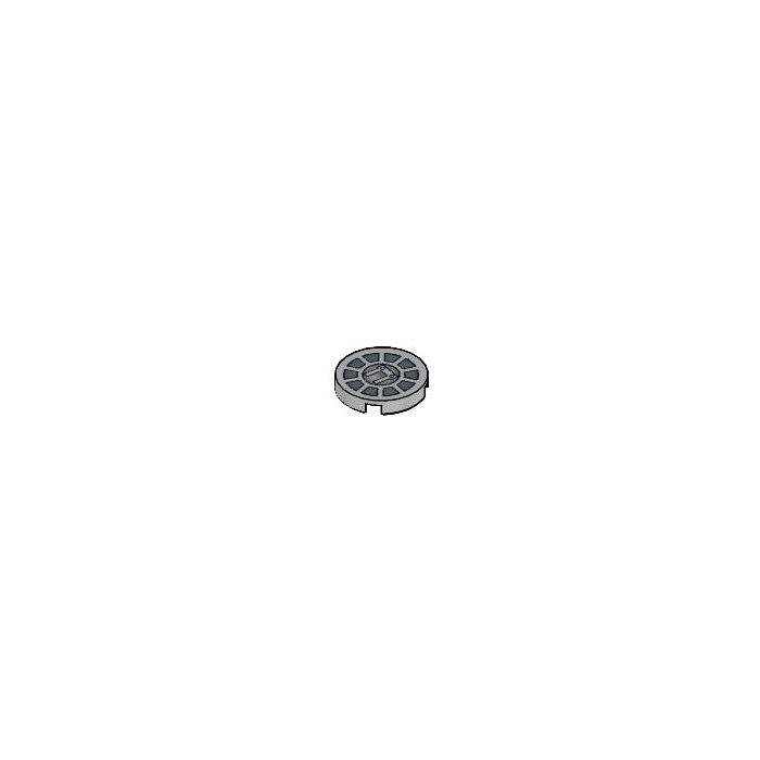 LEGO Medium Stone Gray Tile 2 x 2 Round with Gun Turret and Hatch with ...