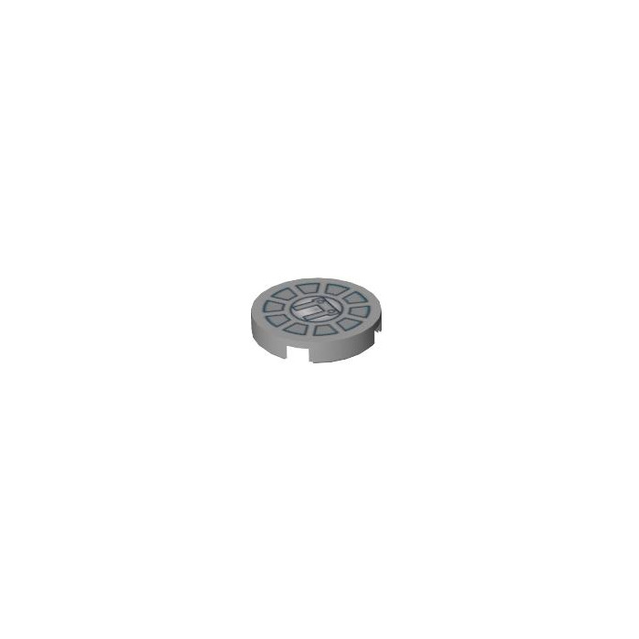LEGO Medium Stone Gray Tile 2 x 2 Round with Gun Turret and Hatch with ...
