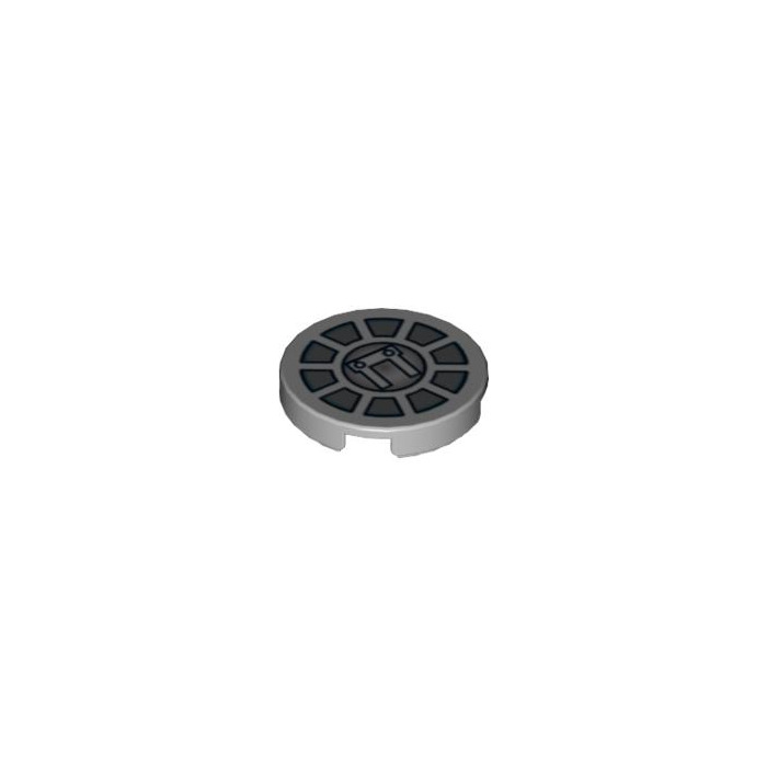 LEGO Medium Stone Gray Tile 2 x 2 Round with Gun Turret and Hatch with ...