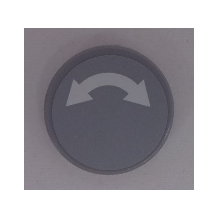 LEGO Medium Stone Gray Tile 2 x 2 Round with Two-Way Arrow Sticker with ...