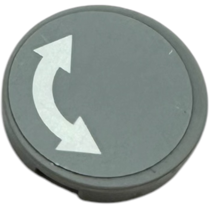 LEGO Medium Stone Gray Tile 2 x 2 Round with Two-Way Arrow Sticker with ...