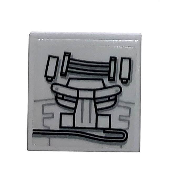 LEGO Medium Stone Gray Tile 2 x 2 with Circuitry 8017 Sticker with ...