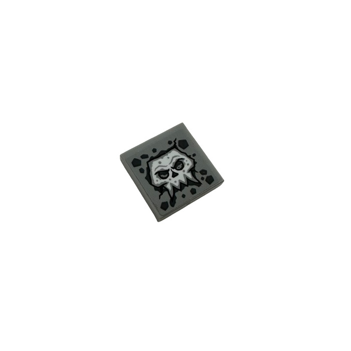 LEGO Tile 2 x 2 with Cracked Stone Skull Face Sticker with Groove (3068 ...