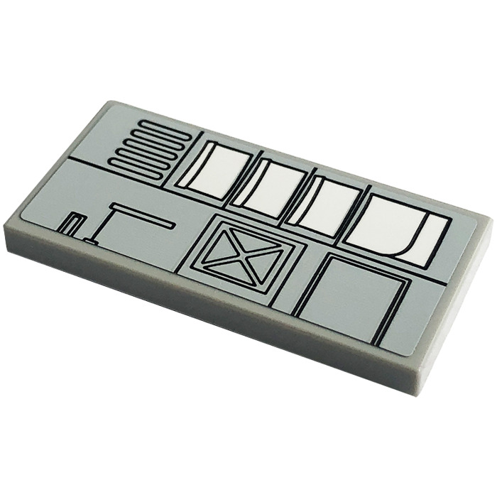 LEGO Medium Stone Gray Tile 2 x 4 with Lunar Lander Hull Plates Sticker ...