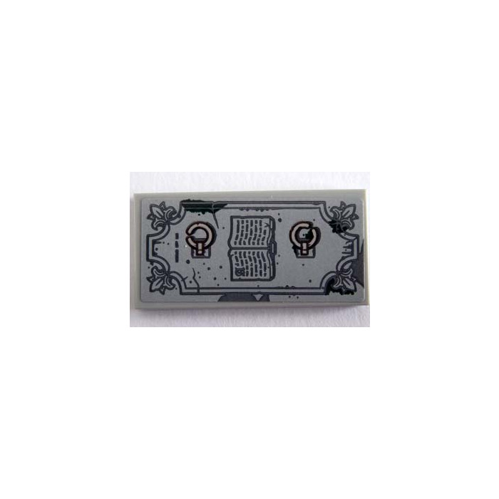 LEGO Medium Stone Gray Tile 2 x 4 with Open Book and Grave Sticker ...