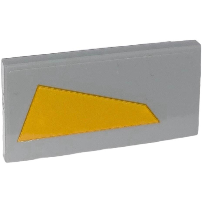 LEGO Medium Stone Gray Tile 2 x 4 with Yellow Rectangle (right) Sticker ...