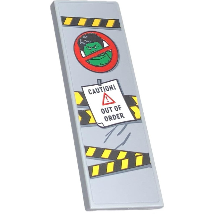 LEGO Tile 2 x 6 with No Hulk Symbol, ‘CAUTION OUT OF ORDER' Sticker ...