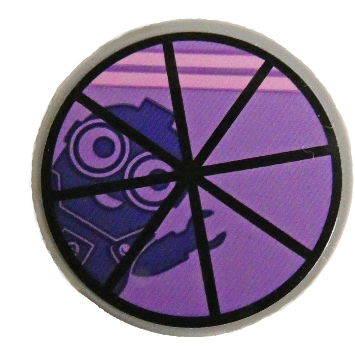 LEGO Tile 3 x 3 Round with Minion Head Behind a Medium Lavender Glass ...