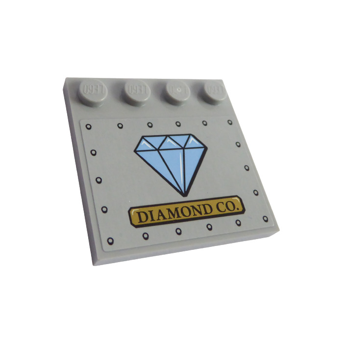 LEGO Medium Stone Gray Tile 4 x 4 with Studs on Edge with Medium Blue ...