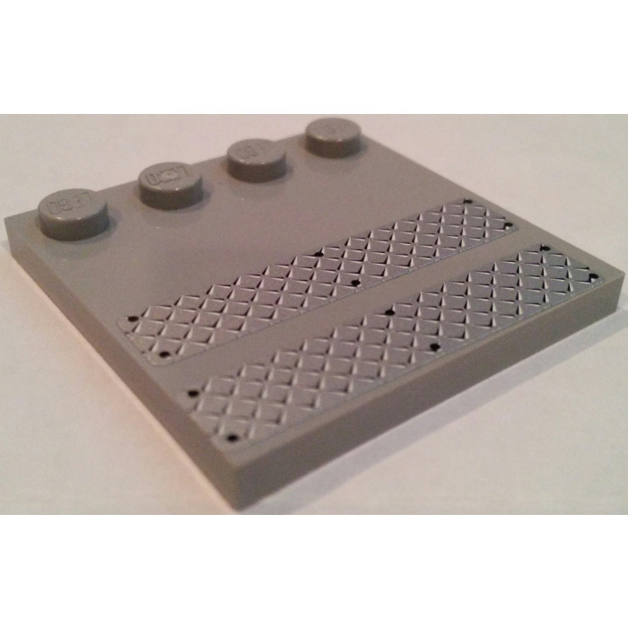 LEGO Medium Stone Gray Tile 4 x 4 with Studs on Edge with Tread Plates ...