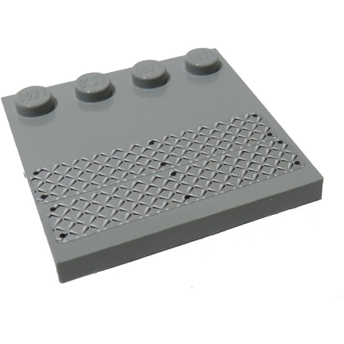 LEGO Medium Stone Gray Tile 4 x 4 with Studs on Edge with Tread Plates ...