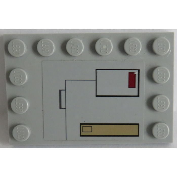 LEGO Medium Stone Gray Tile 4 x 6 with Studs on 3 Edges with Dark Tan ...