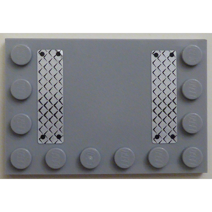LEGO Gris piedra medio Plana 4 x 6 con Espigas en 3 Edges con Plateado ...