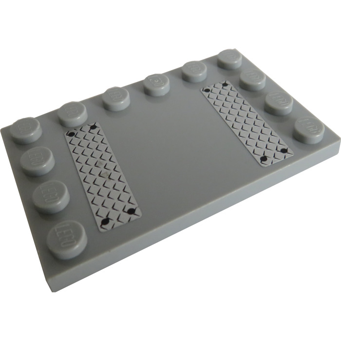 LEGO Tile 4 x 6 with Studs on 3 Edges with Silver Tread Plates Sticker ...