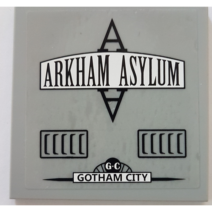 LEGO Tile 6 x 6 with 'ARKHAM ASYLUM' (Model Right) Sticker with Bottom ...