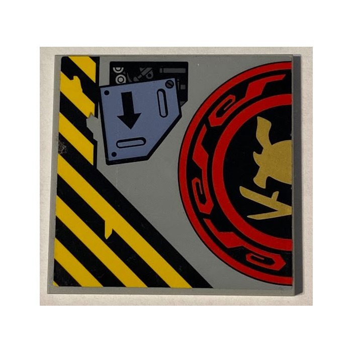 LEGO Tile 6 x 6 with Samurai Helmet and Swords in Red and Black Circle ...