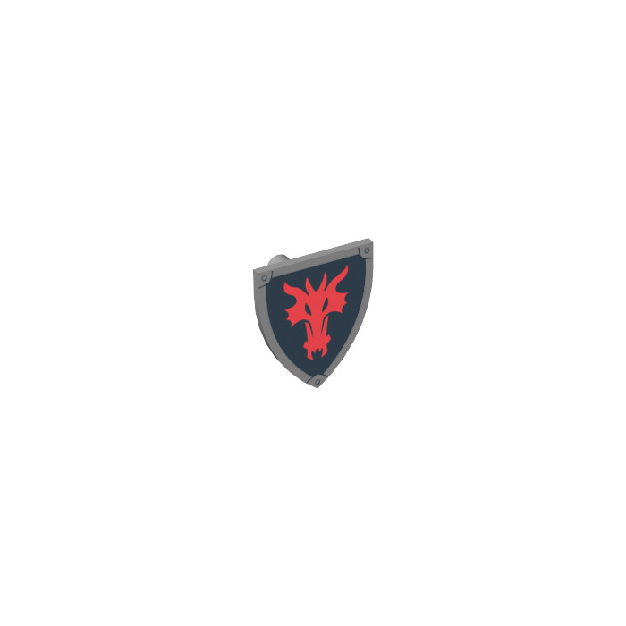 LEGO Medium Stone Gray Triangular Shield (Short) with Red Dragon Head ...