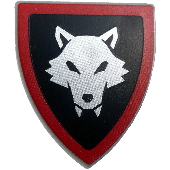LEGO Medium Stone Gray Triangular Shield (Short) with Silver Wolf Head ...