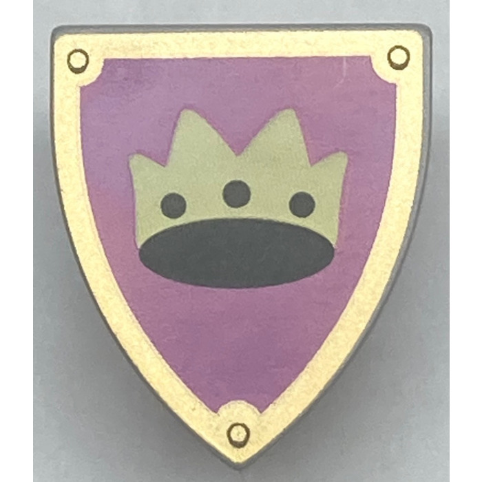 LEGO Medium Stone Gray Triangular Shield (Short) with Yellow Crown on ...