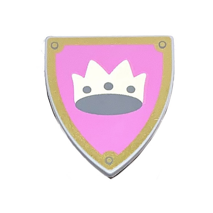 LEGO Medium Stone Gray Triangular Shield (Short) with Yellow Crown on ...
