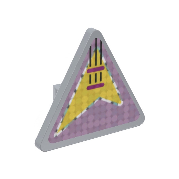 LEGO Medium Stone Gray Triangular Sign with Gold and Silver Holographic ...