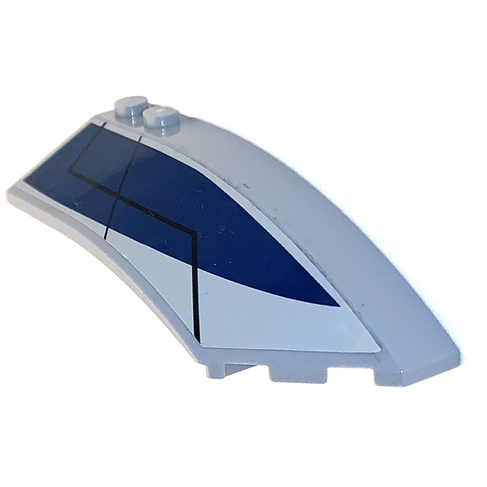 LEGO Medium Stone Gray Wedge 3 x 8 x 2 Curved Right with Dark Blue ...